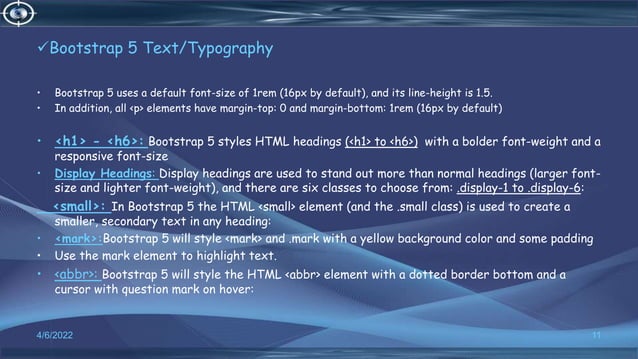 Bootstrap 5 ppt | PPTX