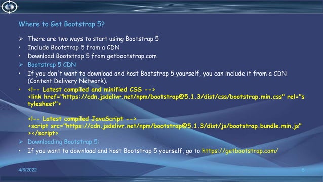 Bootstrap 5 ppt | PPTX