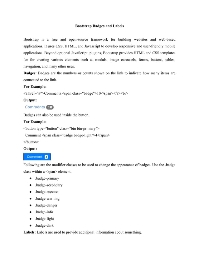 Bootstrap Badges and Labels for Web Development | PDF