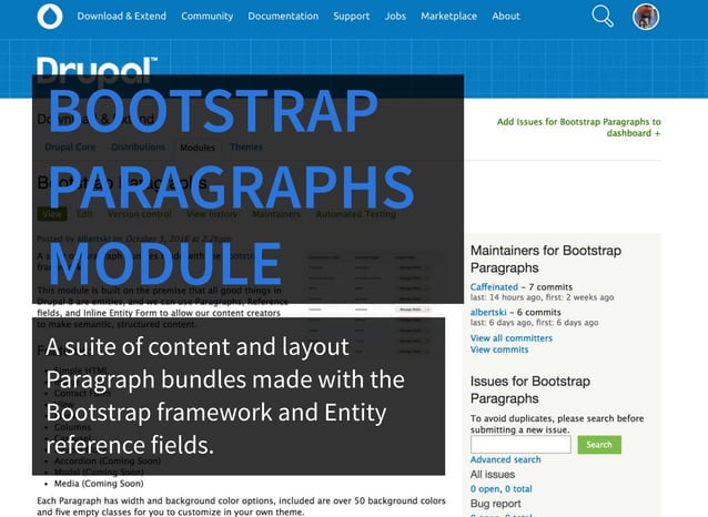 Bootstrap framework and drupal paragraphs | PPT