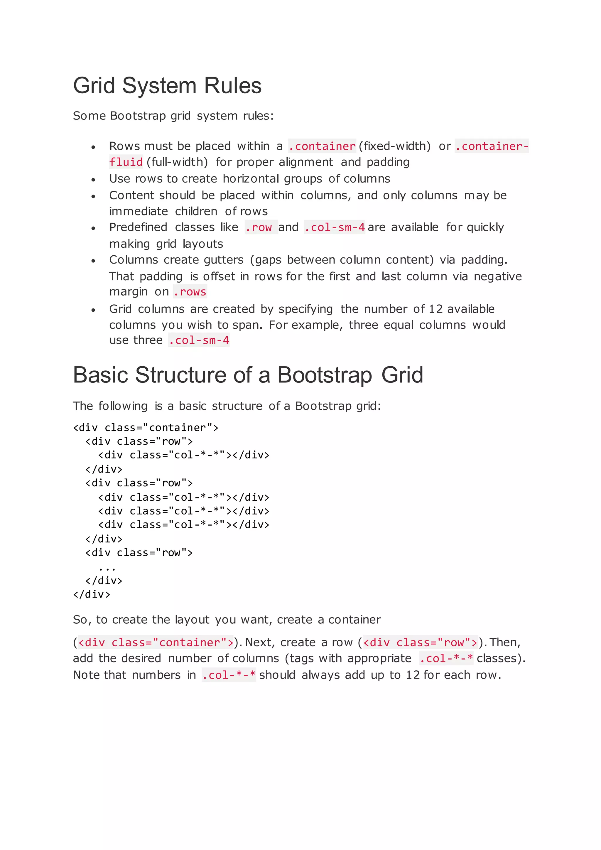Bootstrap grid system | DOCX