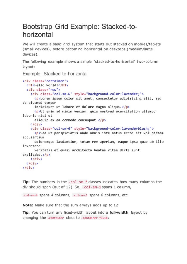 Bootstrap grid system | PDF