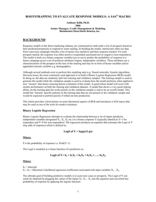 BOOTSTRAPPING TO EVALUATE RESPONSE MODELS: A SAS® MACRO | PDF | Weightlifting | Sports
