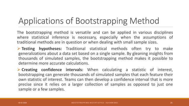 BOOTSTRAPPING IN STATISTICS | PPTX | Technology & Computing