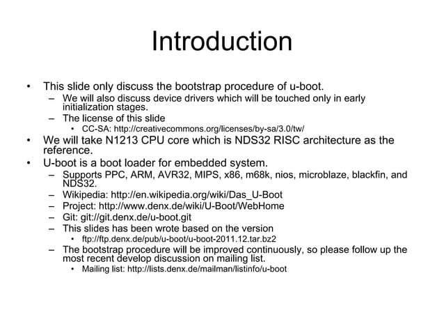 Bootstrap process of u boot (NDS32 RISC CPU) | PPT