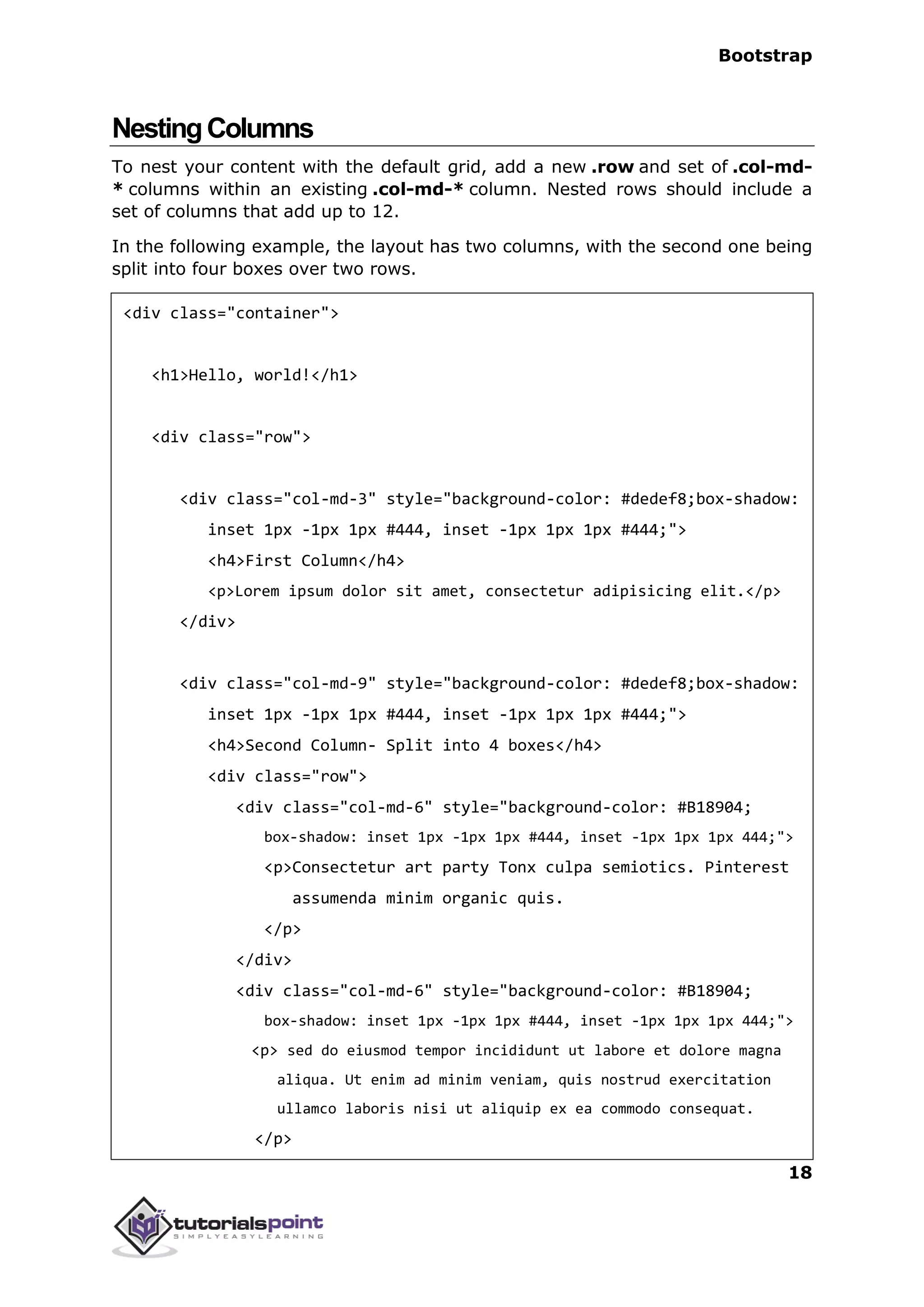 Bootstrap tutorial | PDF