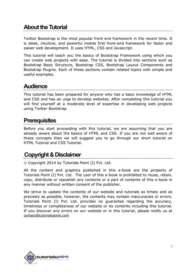 Bootstrap Tutorial Pdf 