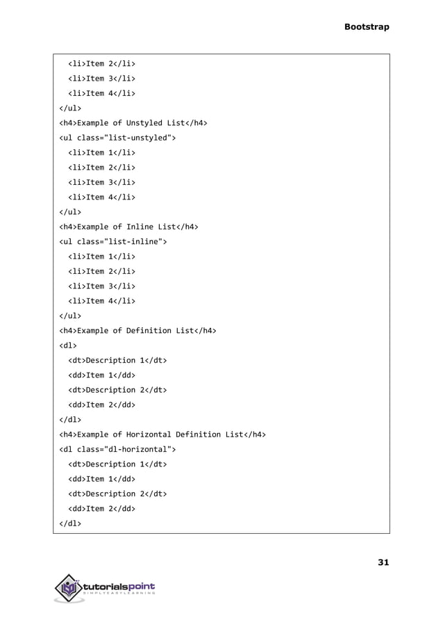 Bootstrap Tutorial Pdf