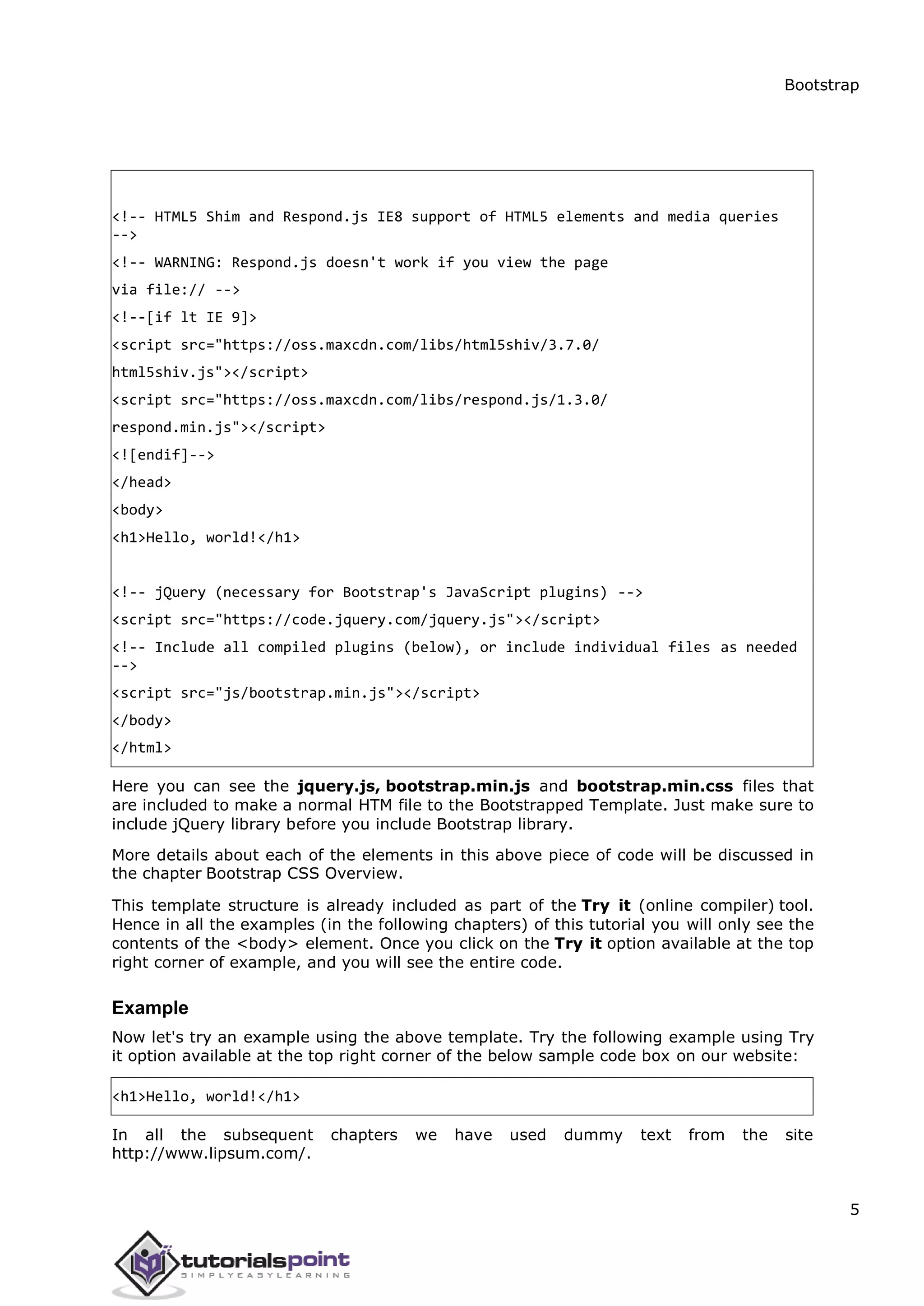 Bootstrap tutorial | PDF