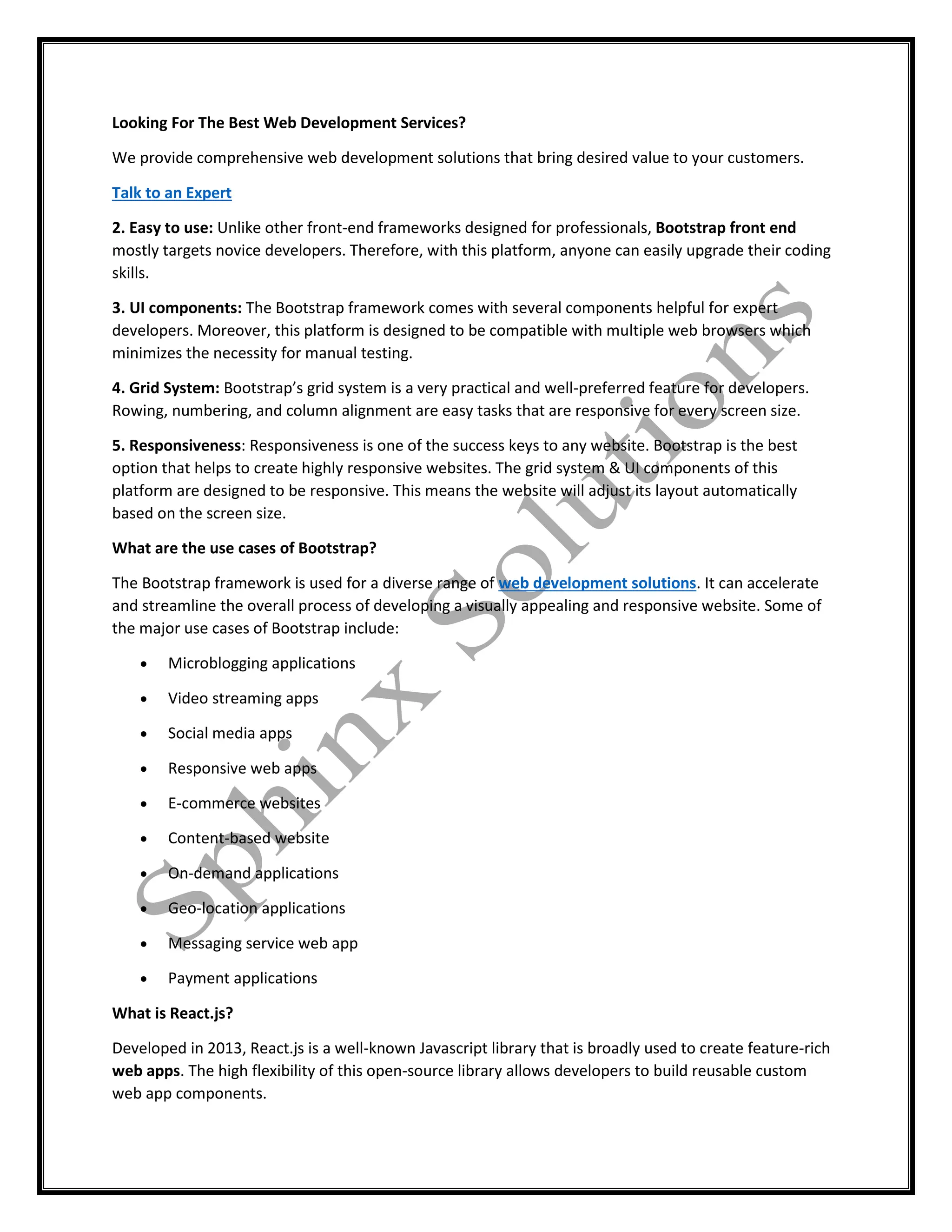 Bootstrap Vs React Which Is The Best Front End Frameworkpdf 