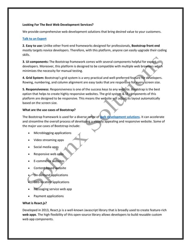 Bootstrap Vs React Which Is The Best Front End Frameworkpdf 1022