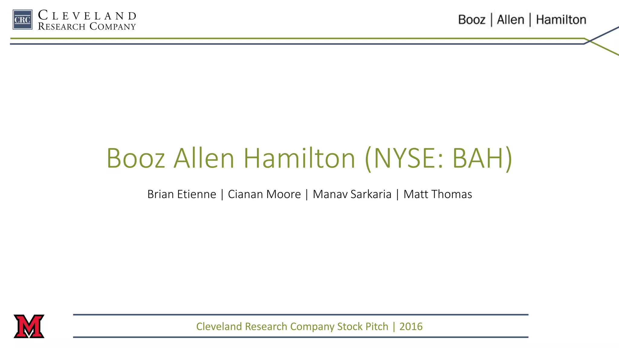 Booz Allen Hamilton - 2016 Cleveland Research Company Stock Pitch ...