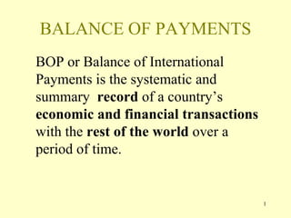 BALANCE OF PAYMENTS | PPT