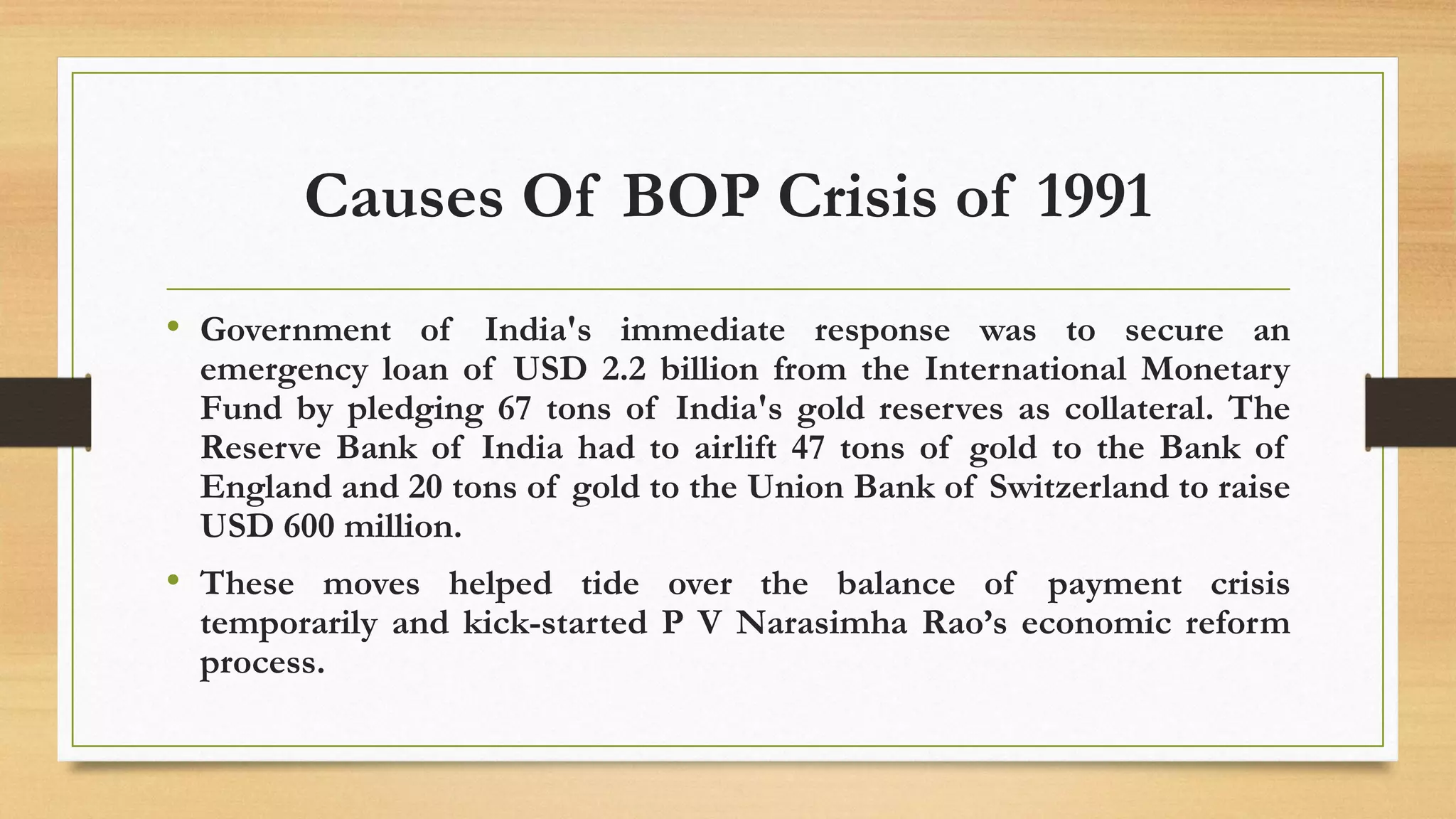 Bop crisis in india 1991 | PDF