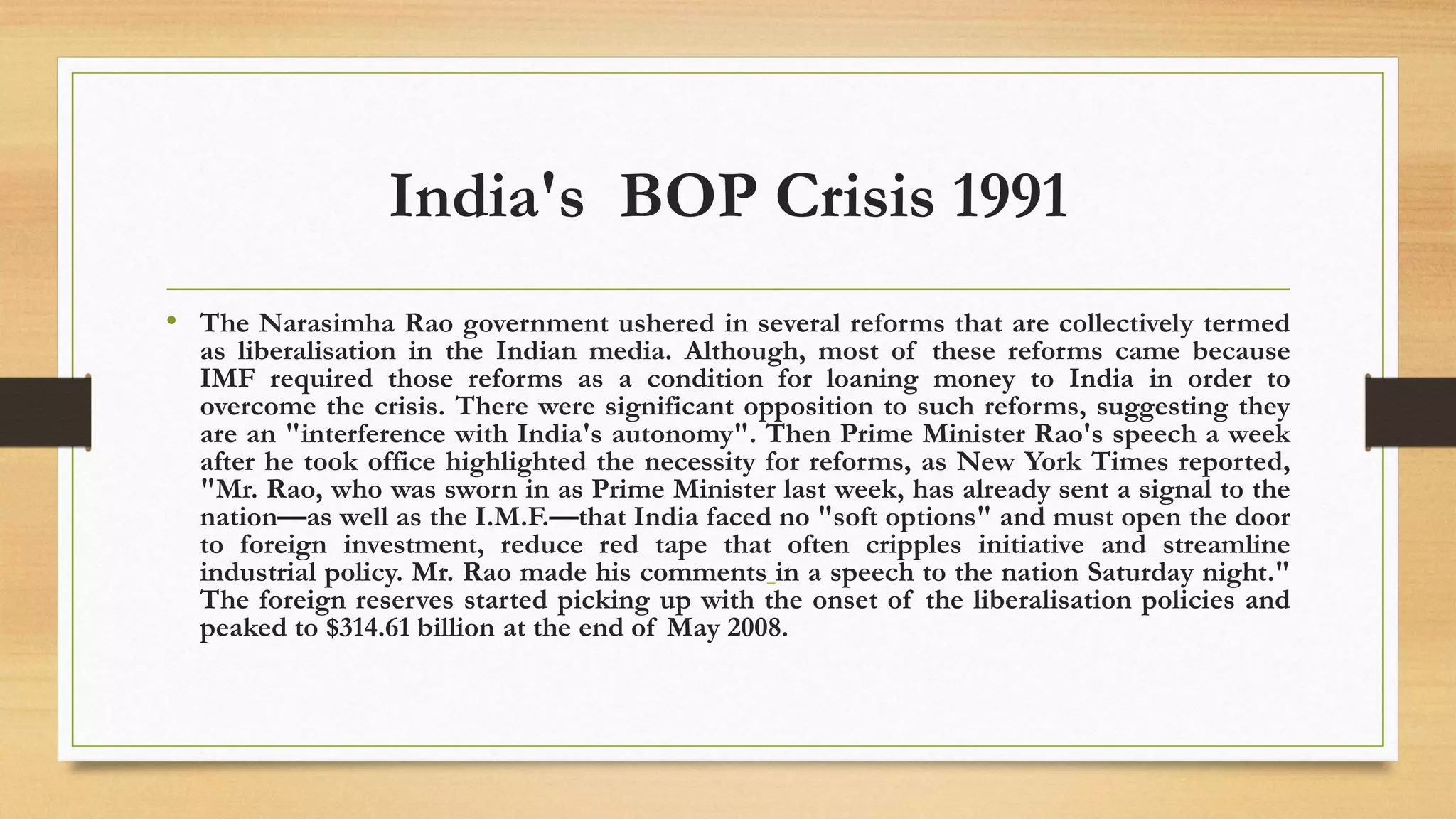 Bop crisis in india 1991 | PDF
