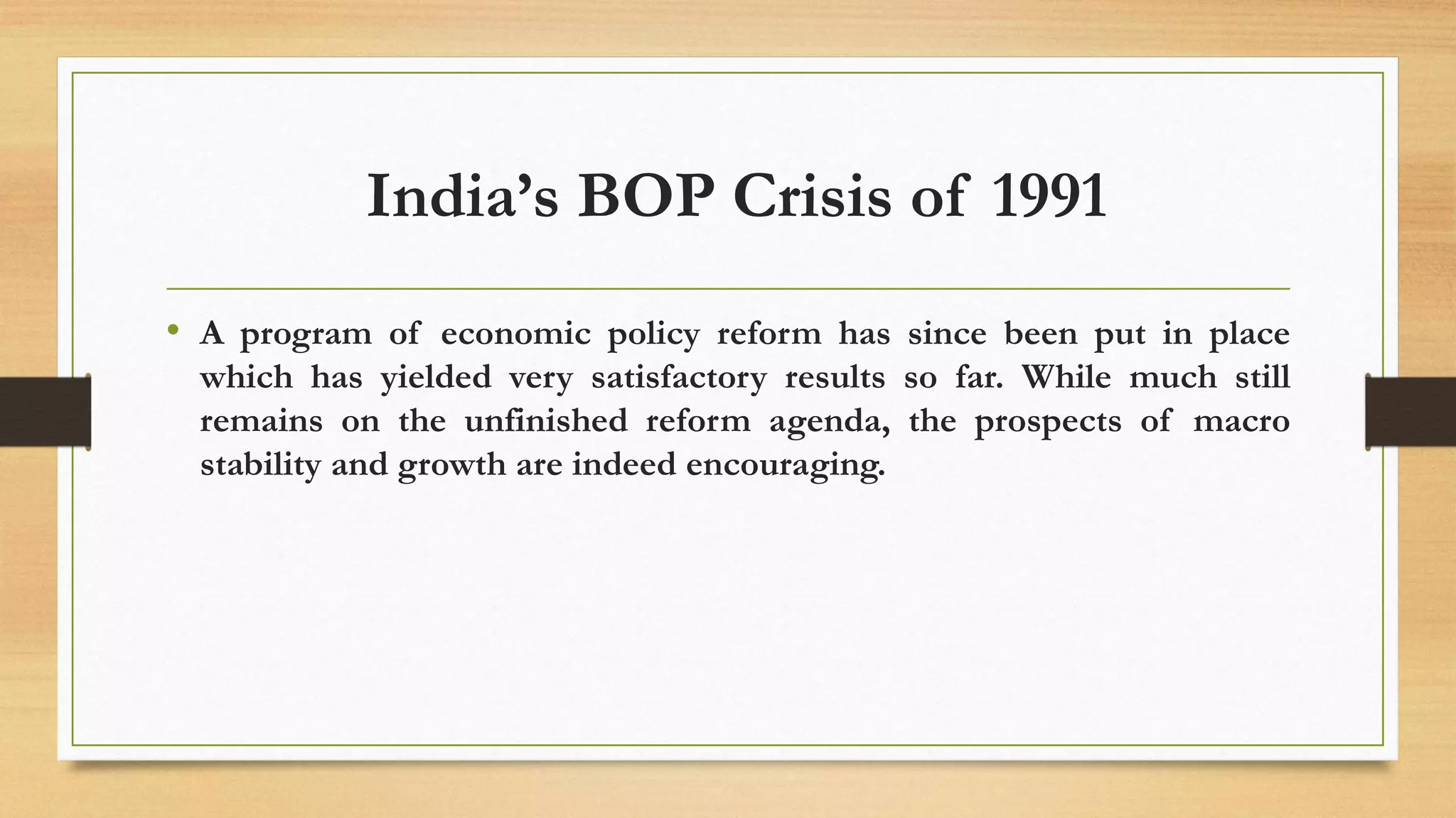 Bop crisis in india 1991 | PDF