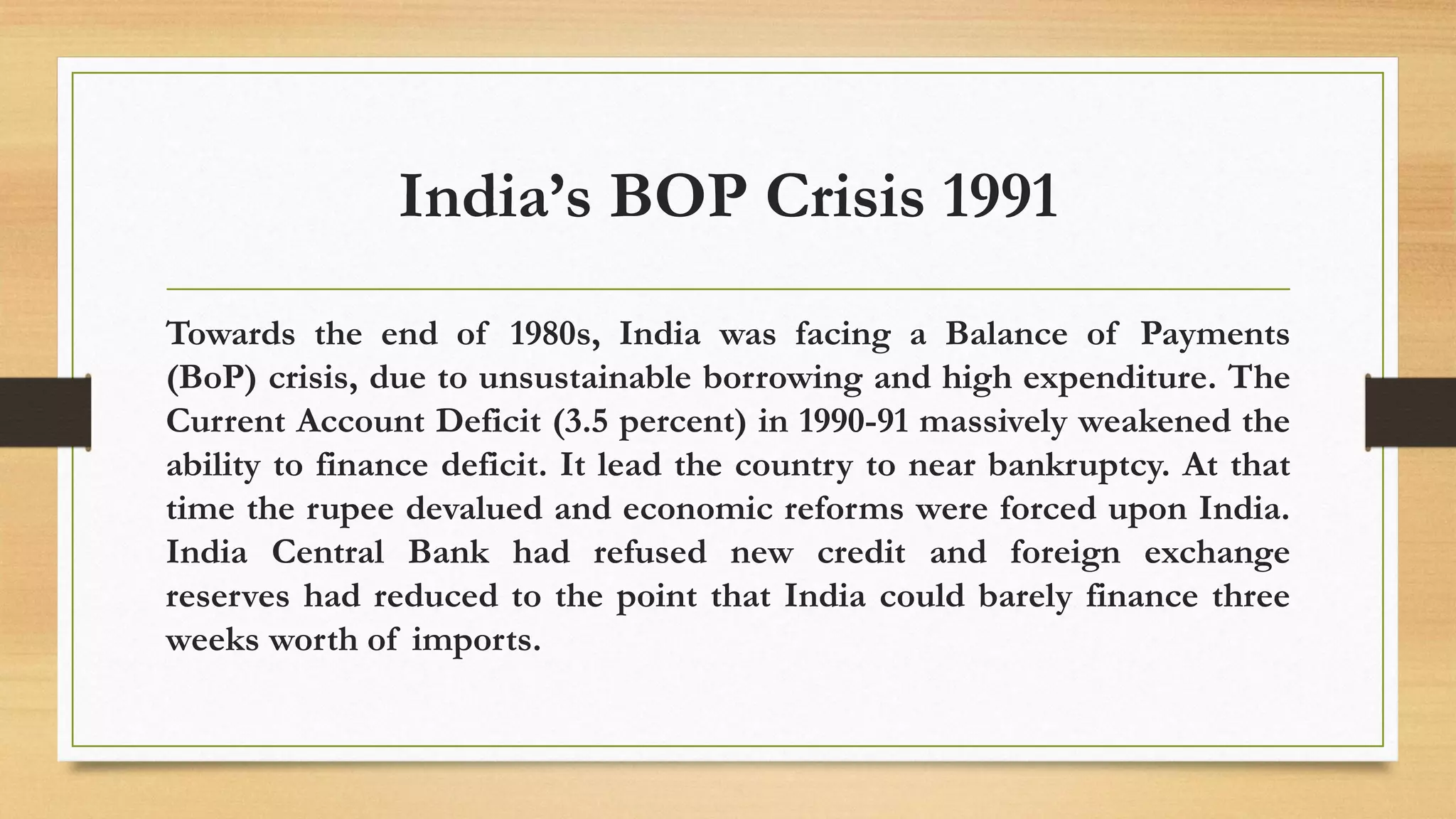 Bop crisis in india 1991 | PDF
