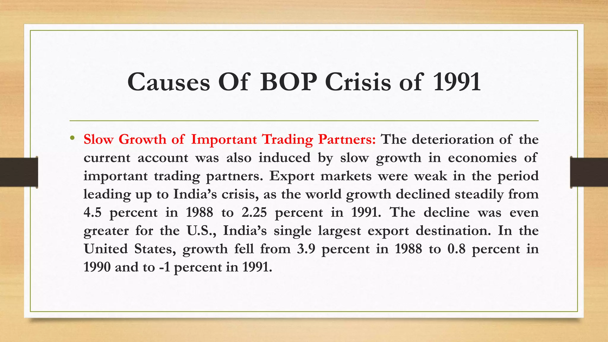 Bop crisis in india 1991 | PDF