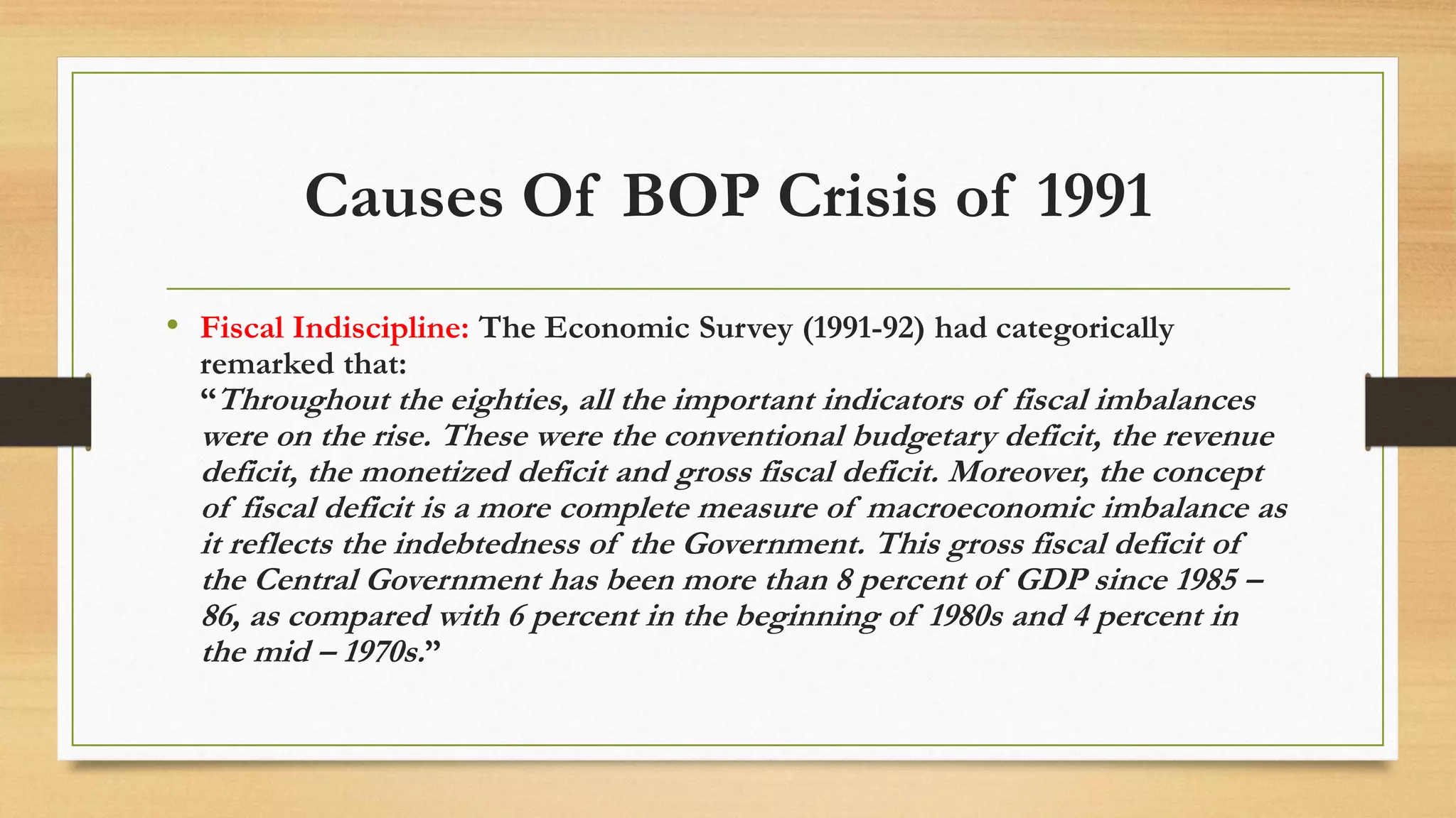 Bop crisis in india 1991 | PDF