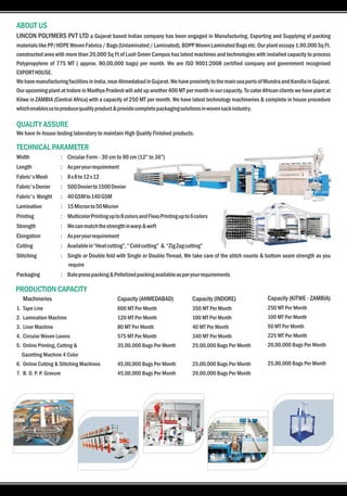 Lincon Polymers Private Limited, Ahmedabad, PP Woven Sacks | PDF