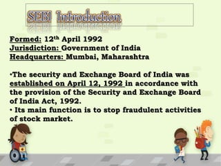 SEBI (Securities and Exchange Board of India) | PPT