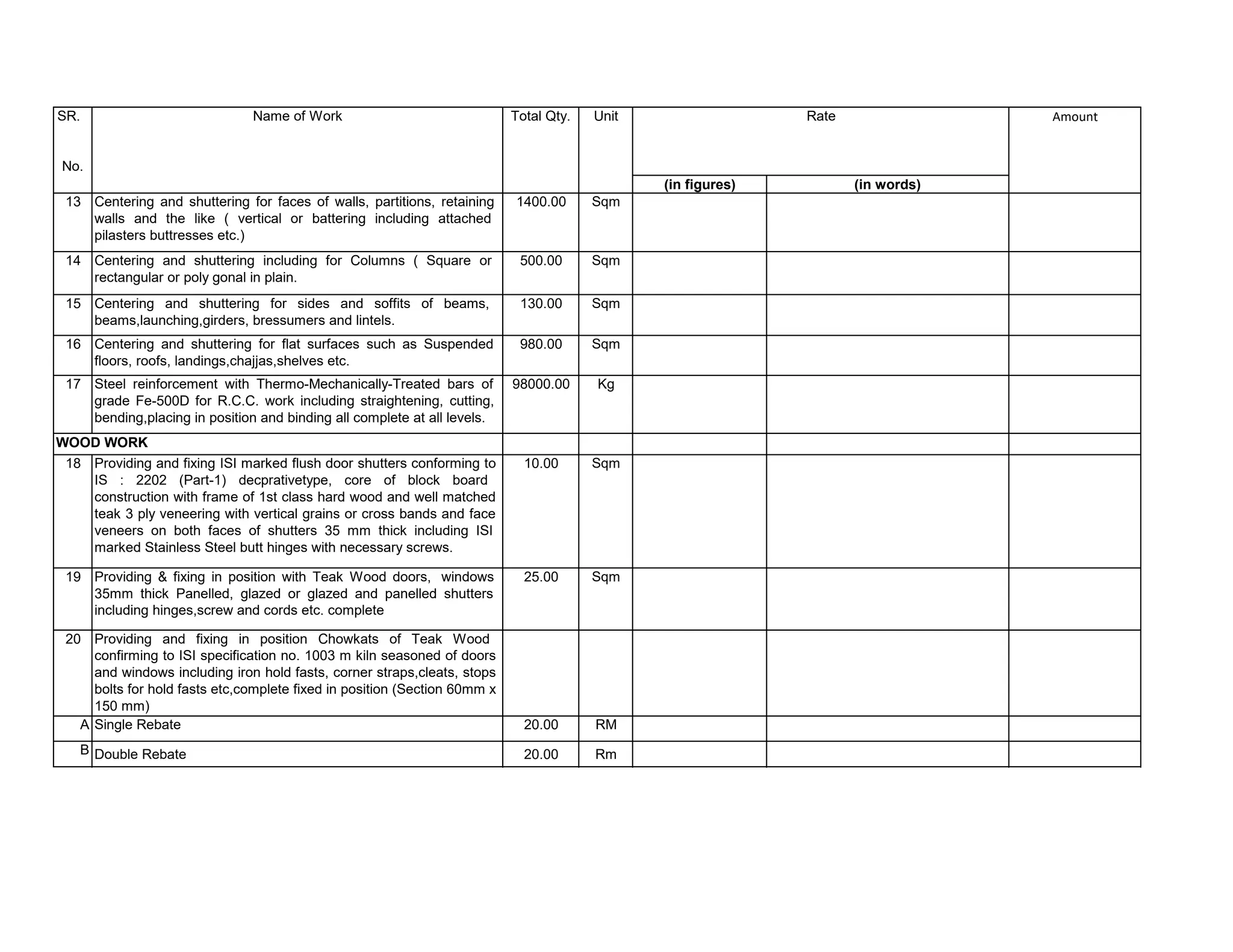 Bill of quantities for civil and electrical work for swimming pool | PDF