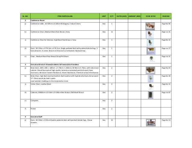 Boq of furniture (be & i project)