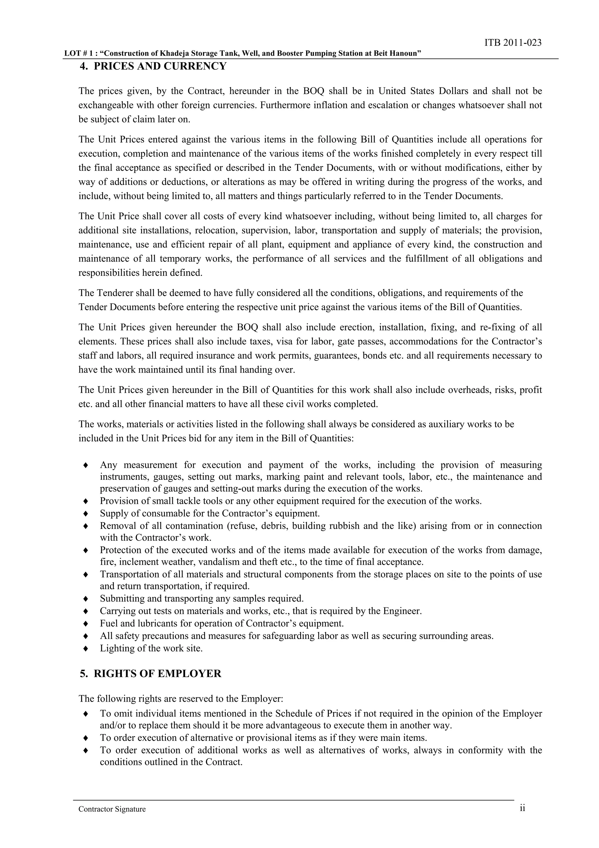 Boq of khadeja storage tank, well, and booster pumping station | PDF