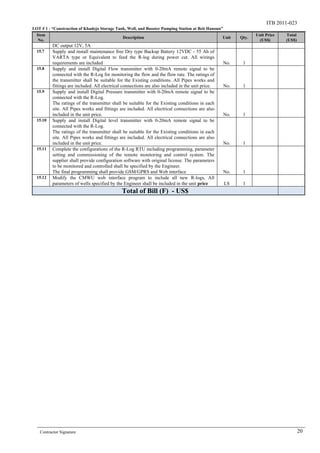 Boq of khadeja storage tank, well, and booster pumping station | PDF