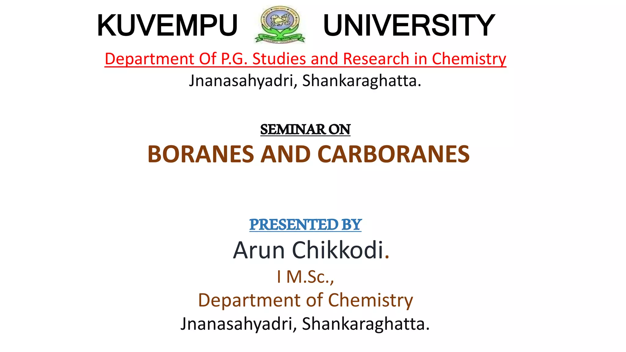 Boranes and carboranes | PPTX