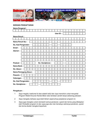 BORANG PENDAFTARAN | PDF