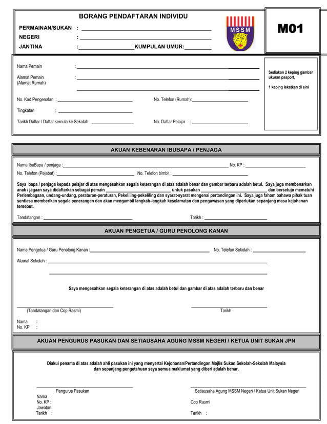 Borang m01 | PDF
