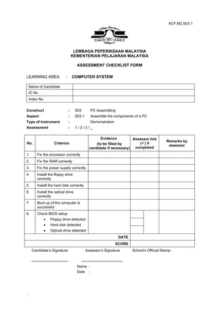 Borang assesment ict form 4 | DOC