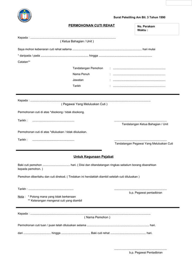Borang Cuti | DOC