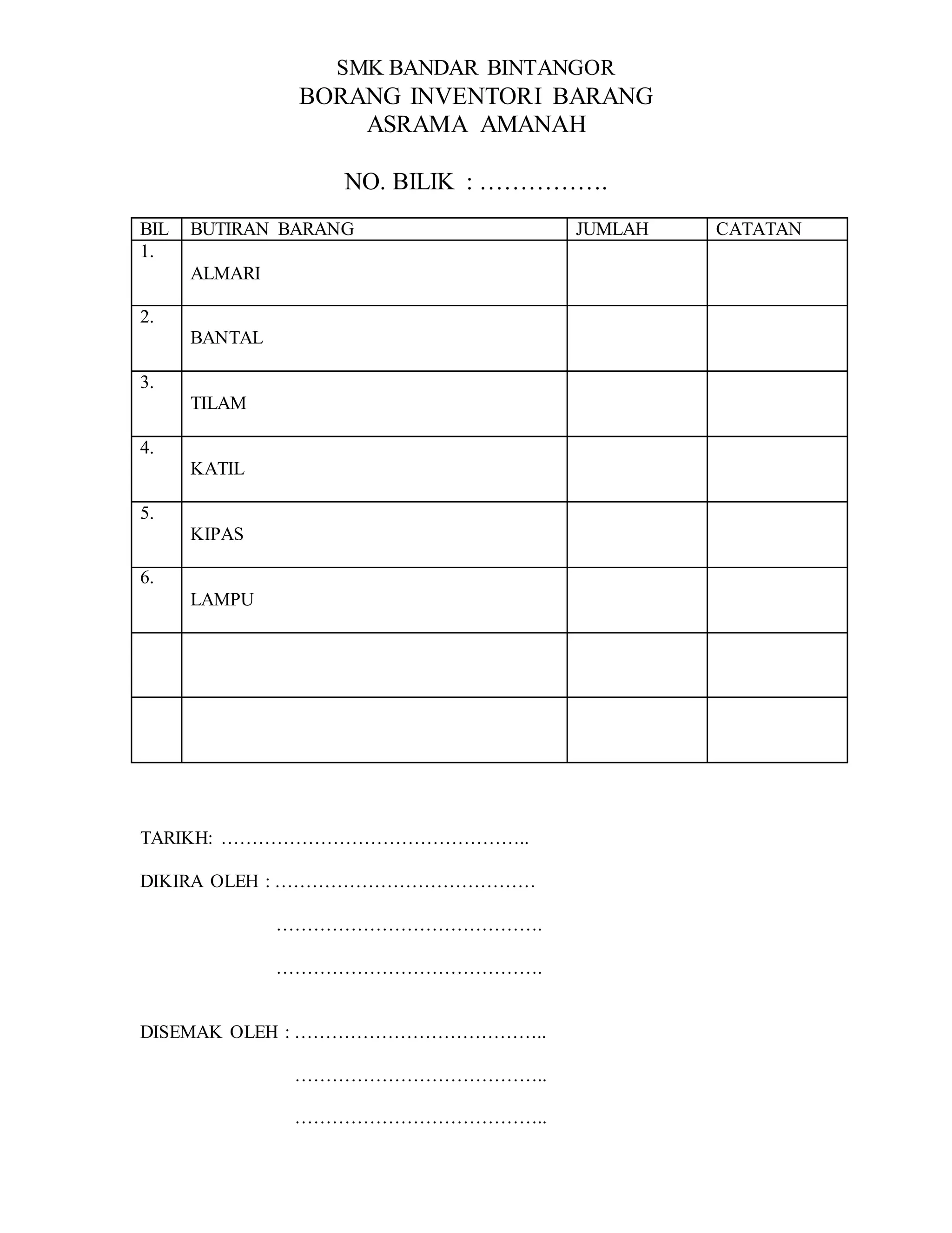 Borang inventori | DOCX