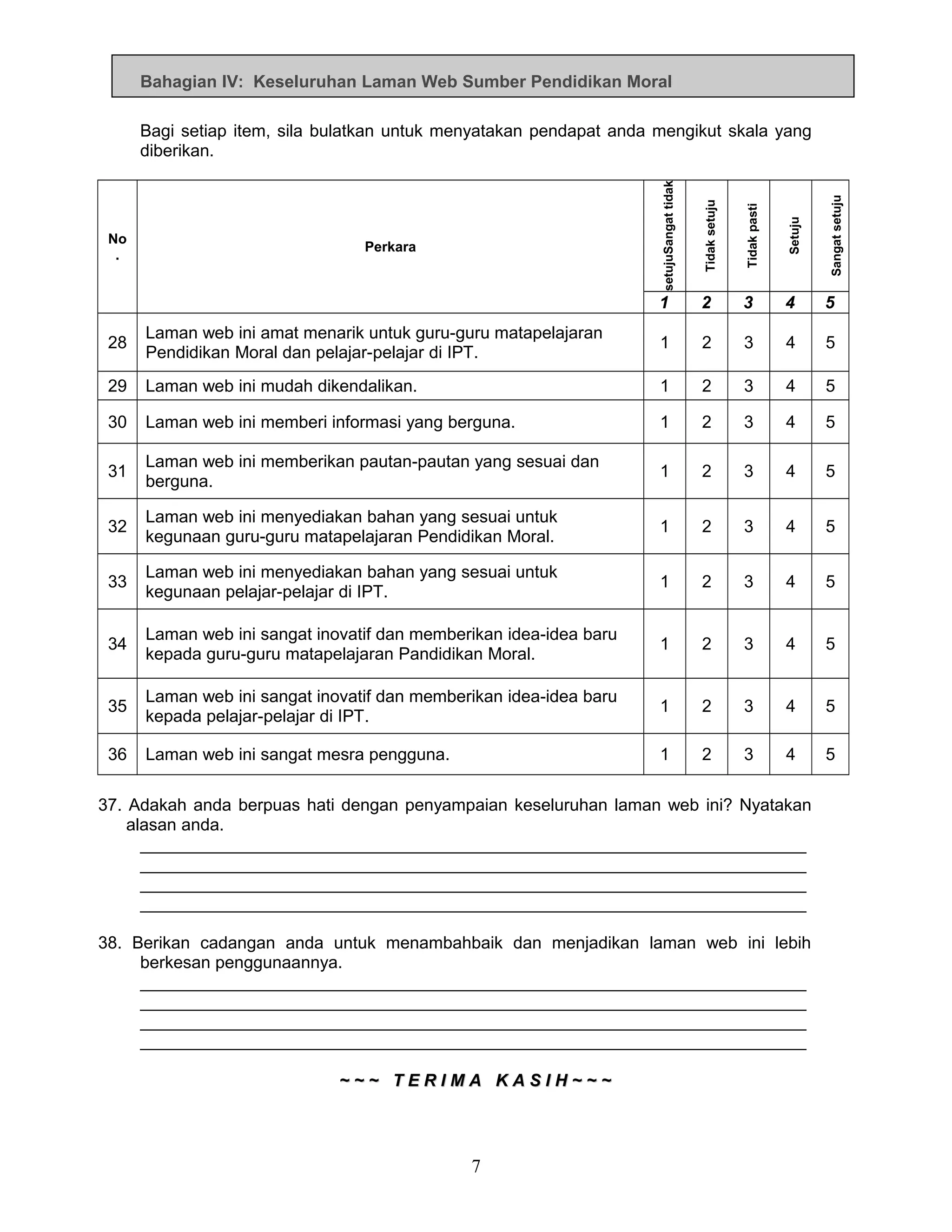 Borang kaji selidik | DOC