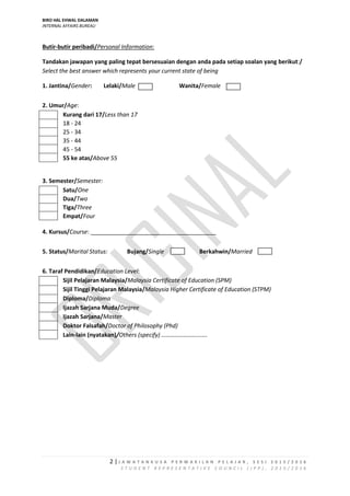 Questionnaire Form..16th testing | PDF