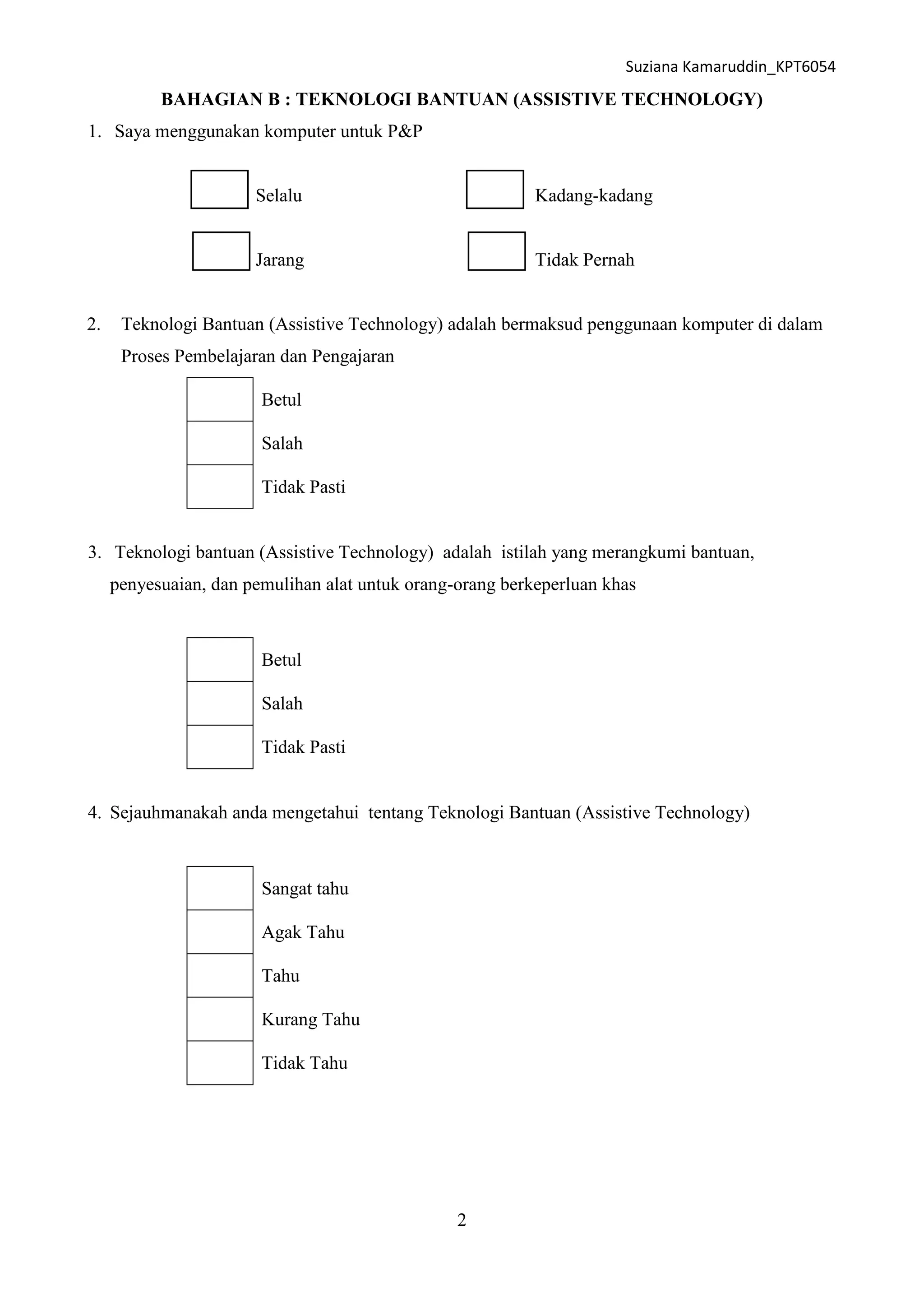 Borang kaji selidik t3 assistive technology | DOCX