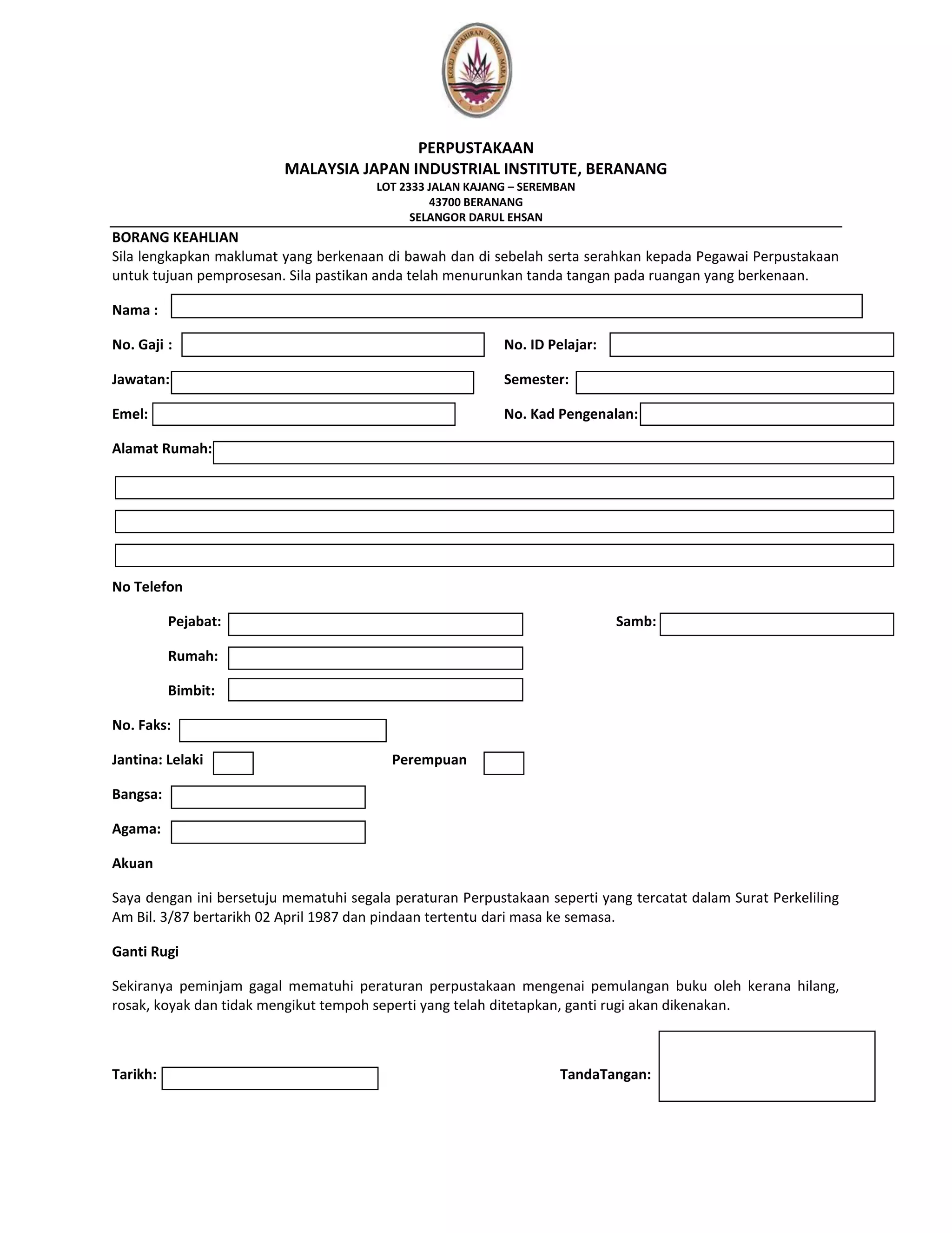 Borang keahlian | DOCX