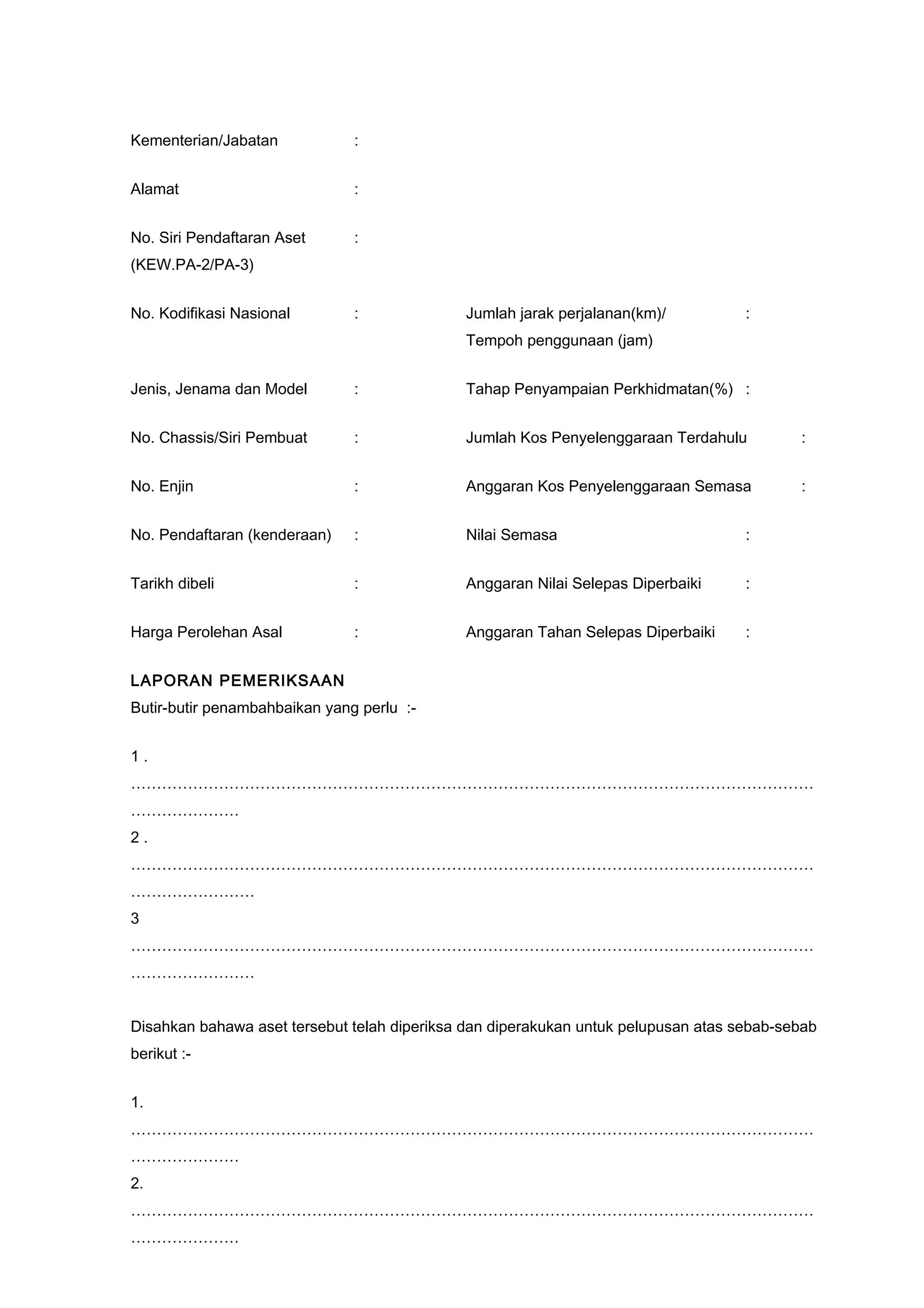 Borang kew pa 1 32 word | DOC