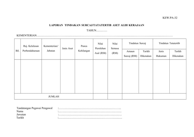 Borang kew pa 1 32 word | DOC