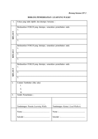 Borang learning walks | DOCX