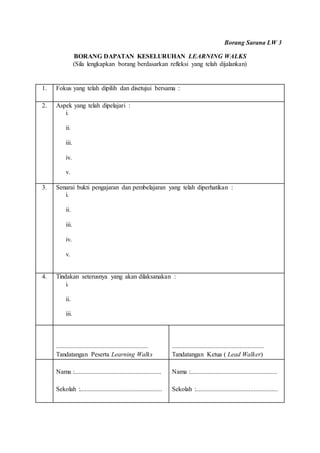 Borang learning walks | DOCX