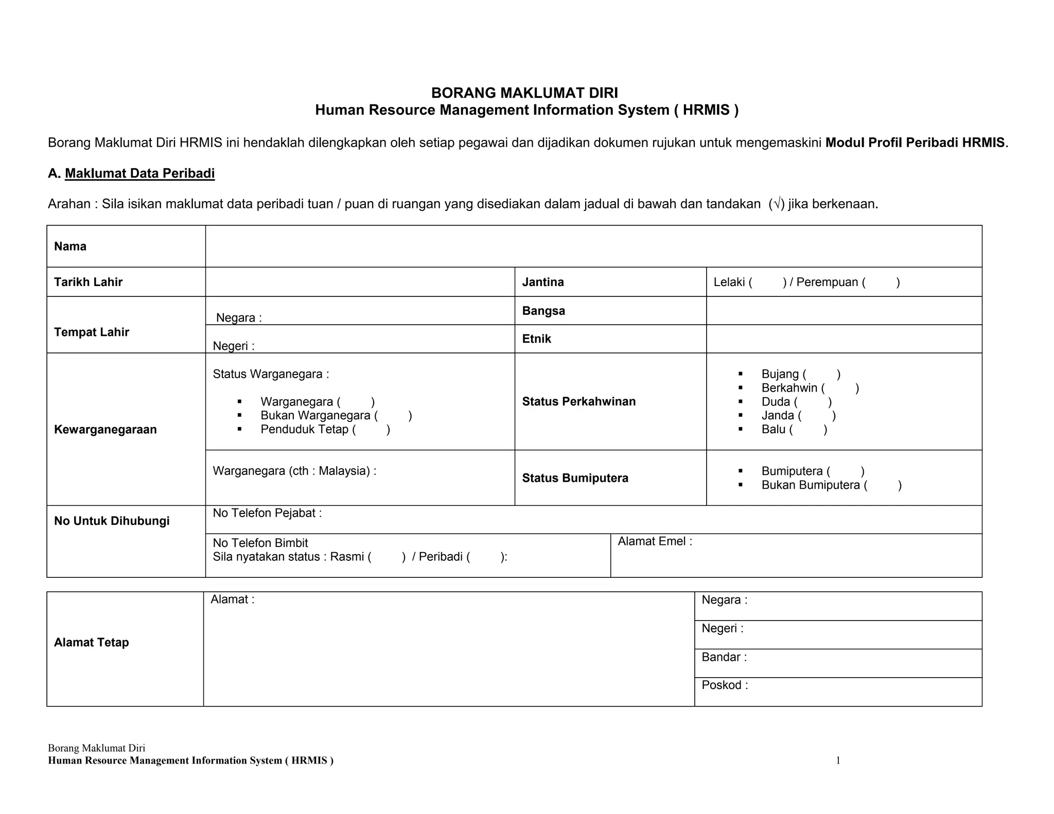 Borang_Maklumat_Diri_Hrmis.pdf Borang_Maklumat_Diri_Hrmis.pdf Borang ...