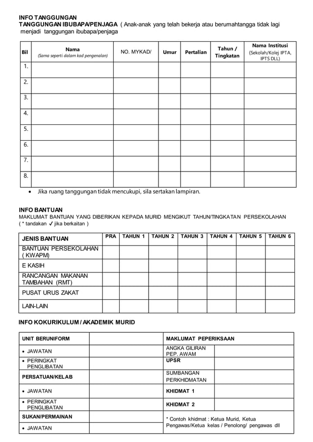 Borang maklumat murid | PDF