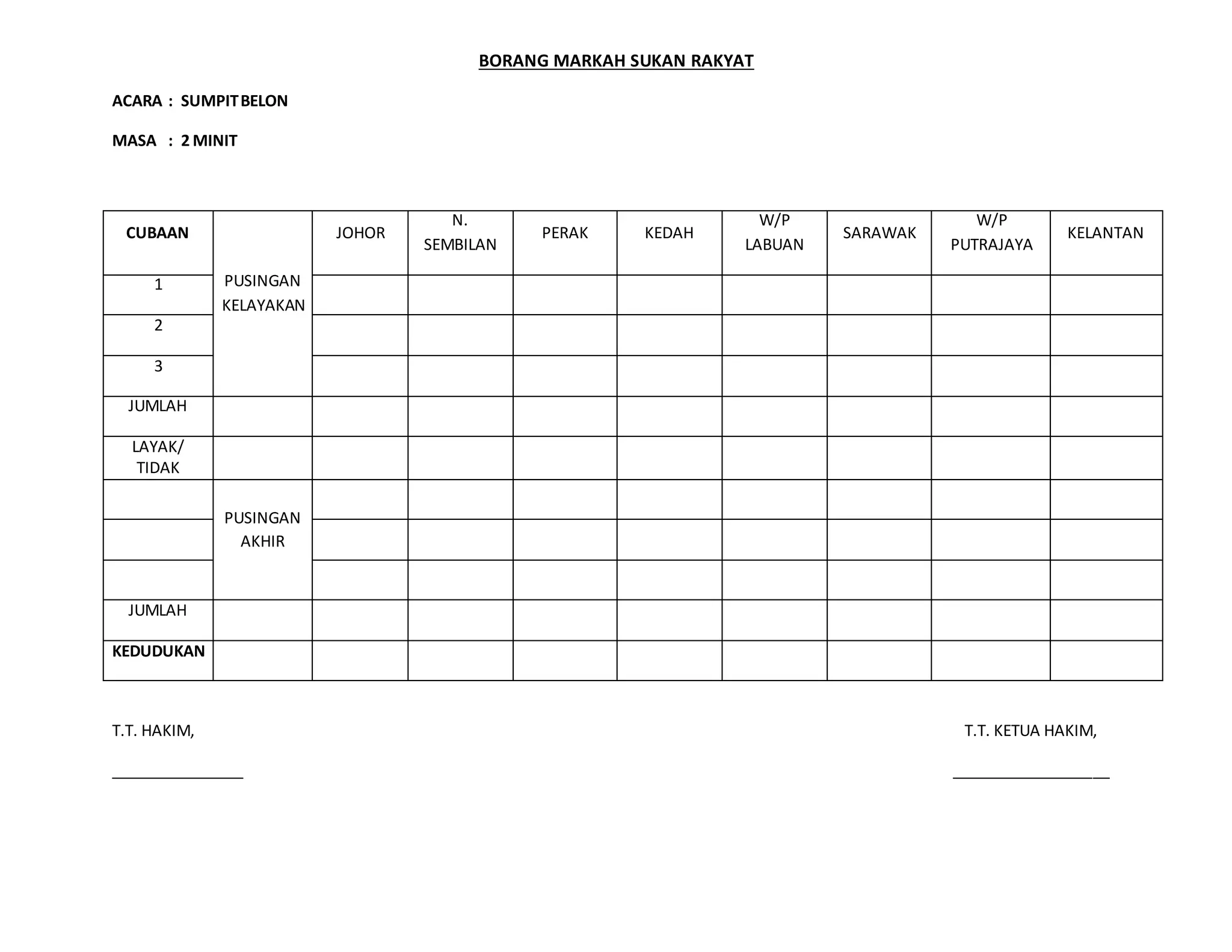 Borang Markah Sukan Rakyat Docx