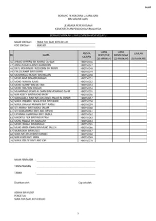 Borang Markah Ujian Lisan BM | PDF