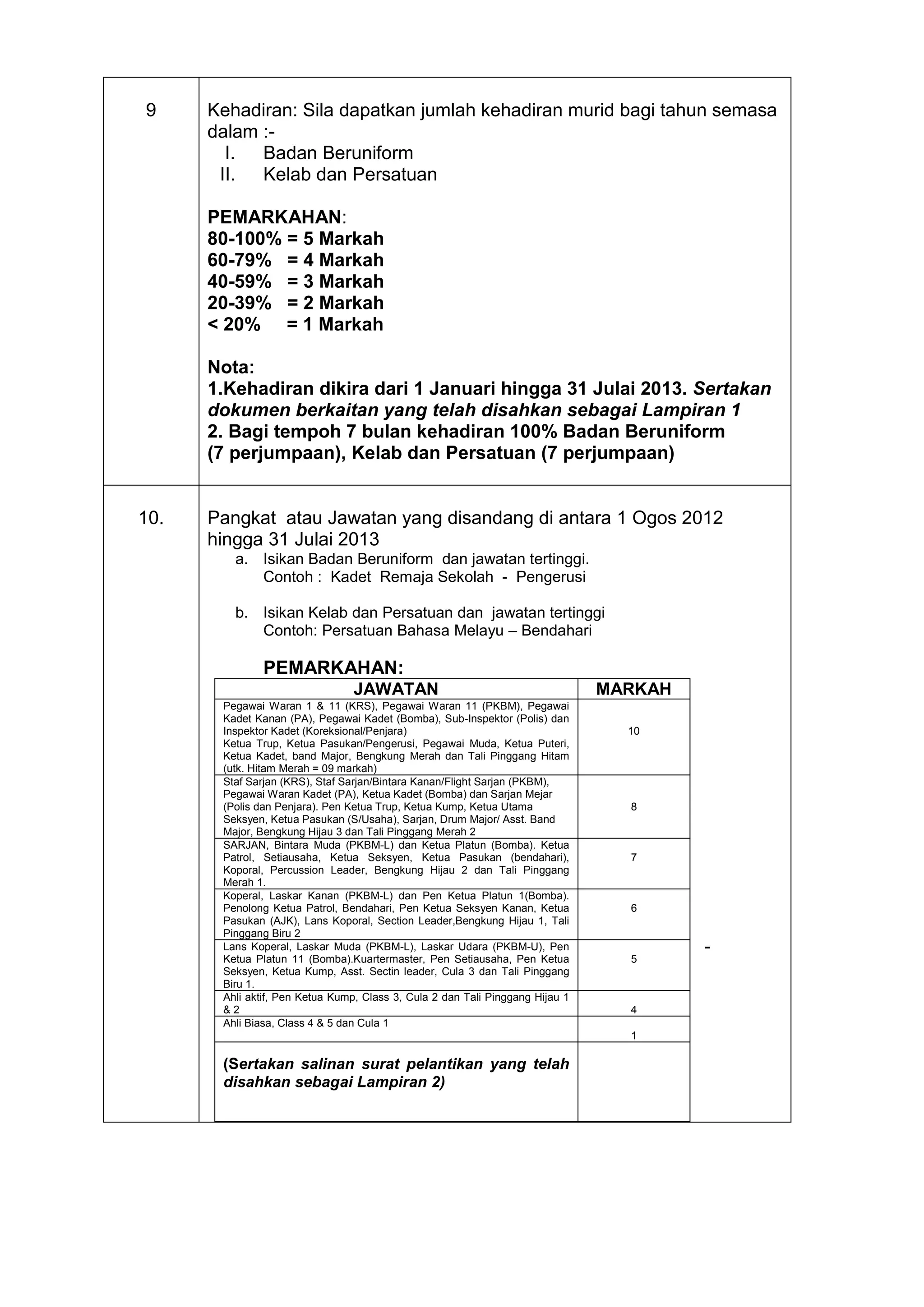 Borang murid cemerlang koku | PDF