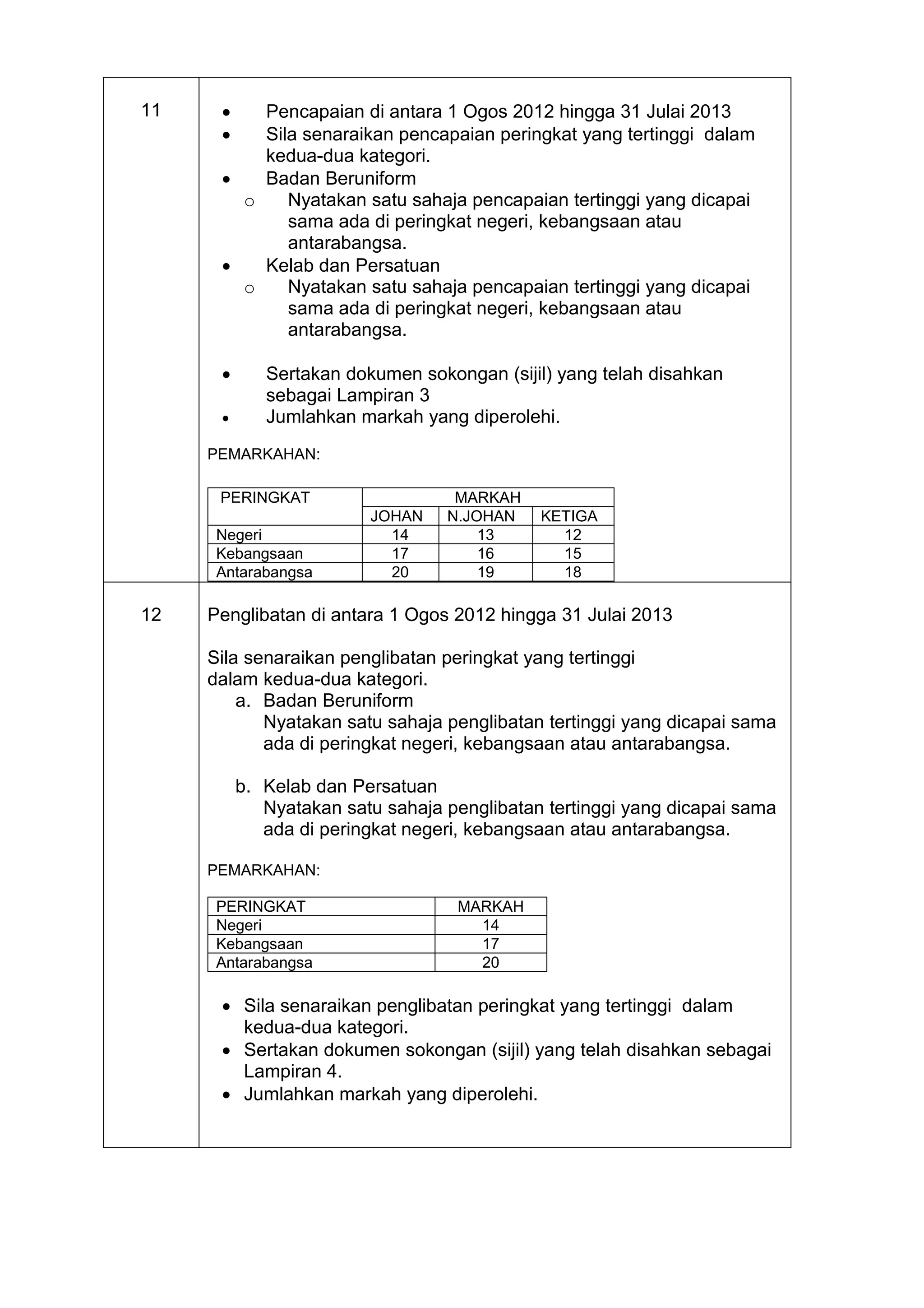 Borang murid cemerlang koku | PDF