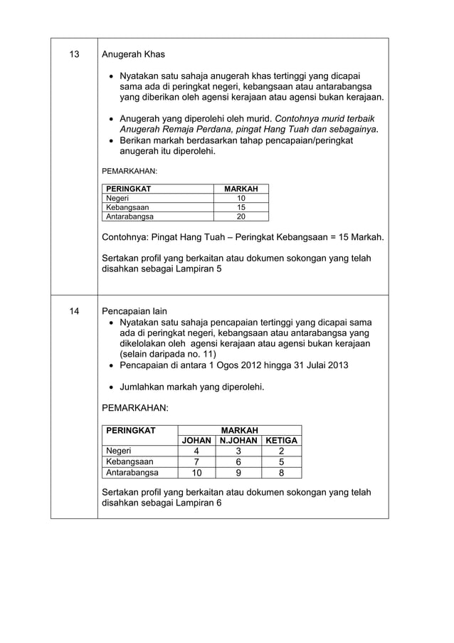Borang murid cemerlang koku | PDF